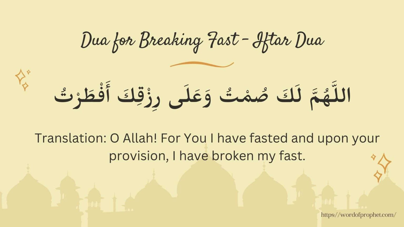 Iftar Dua for breaking fast (with Translation) - Word of Prophet